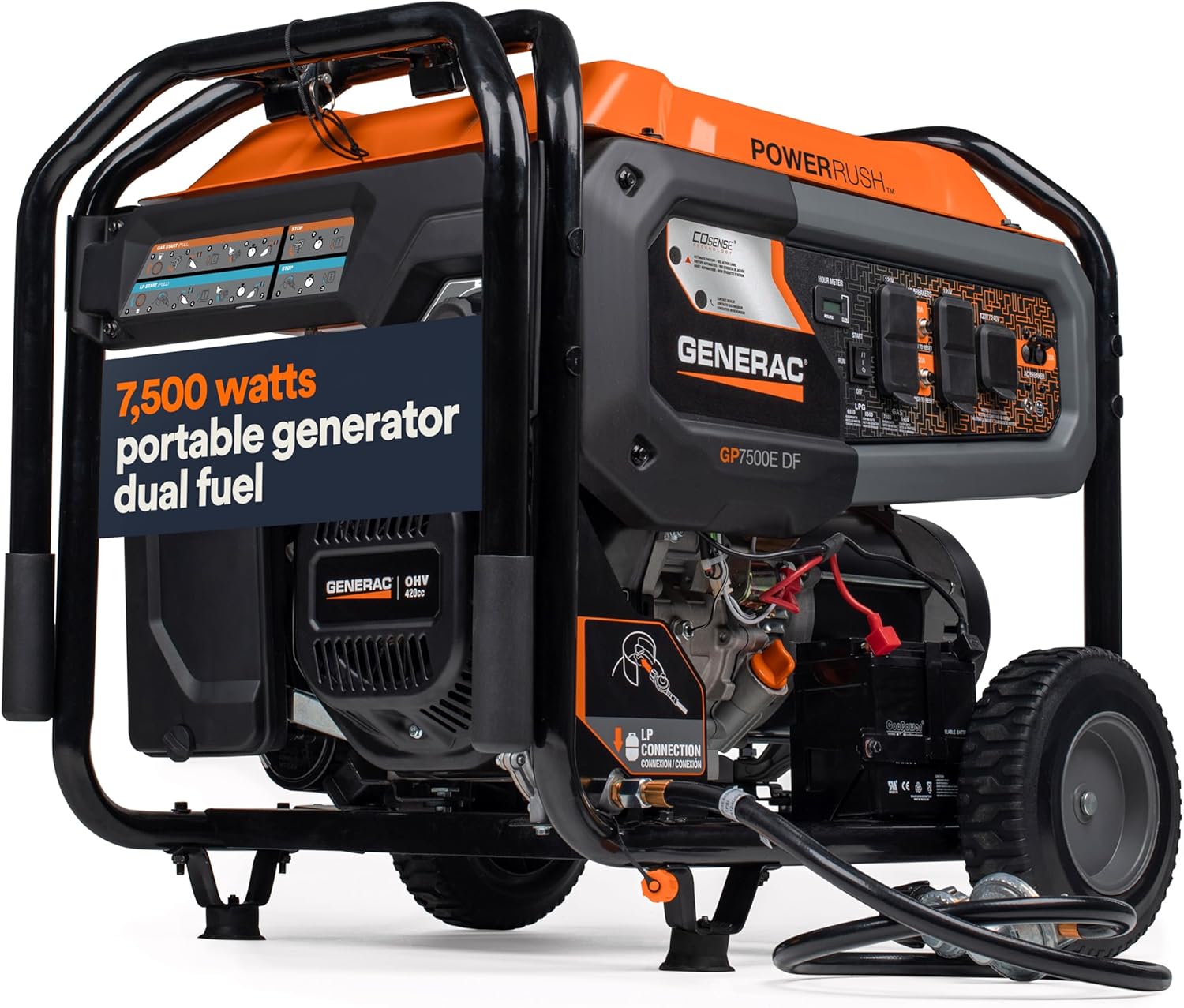 Generac 8011 GP7500E Generador portátil compatible con combustible dual ...