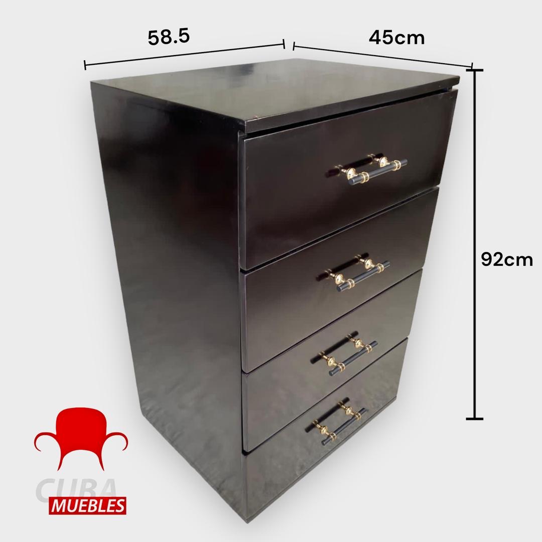 Gavetero Minimalista 4 Gavetas en Negro - Cuba Muebles