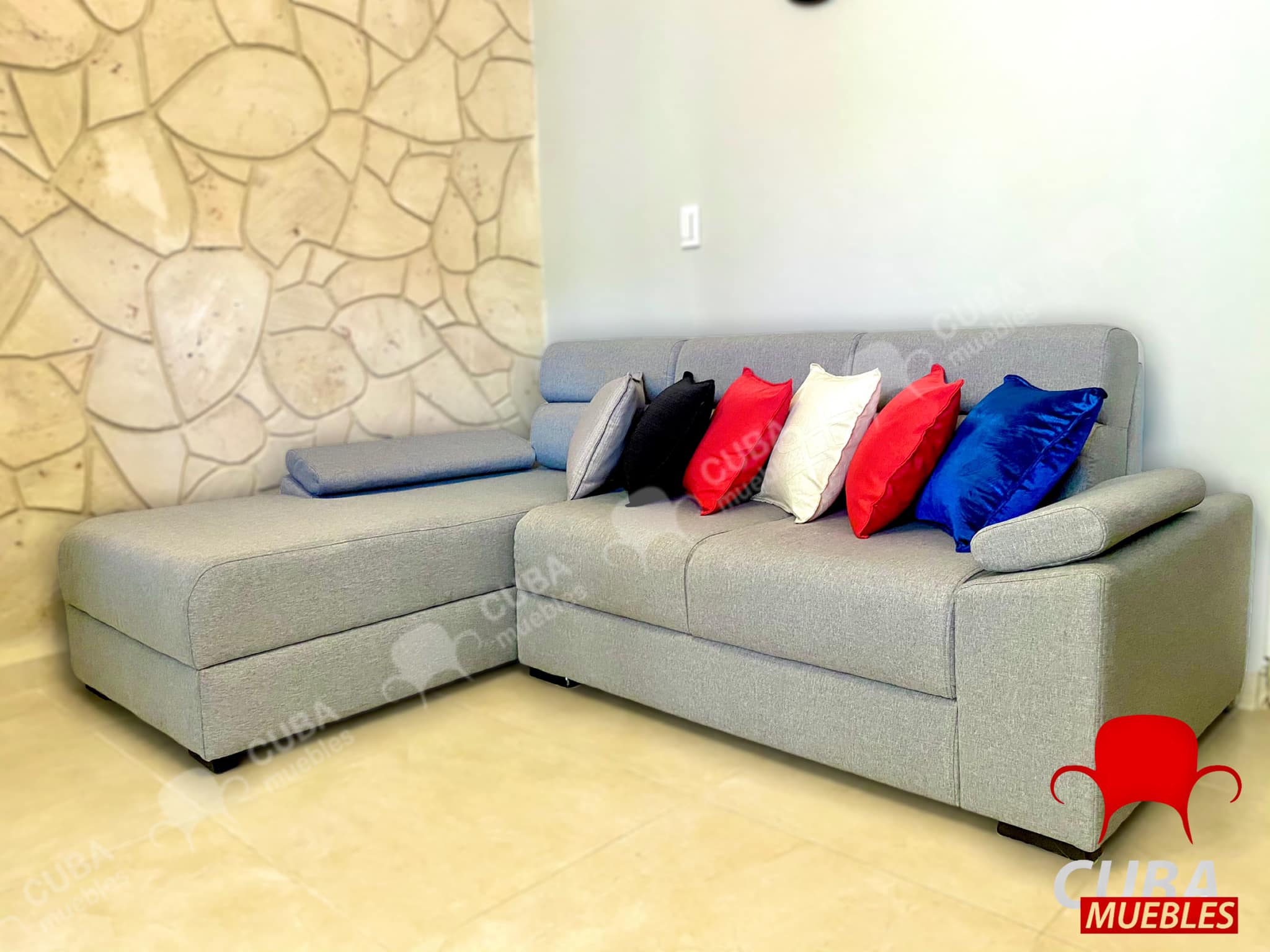 Andrea Tiny - Yute gris - chaise longue largo - Cuba Muebles