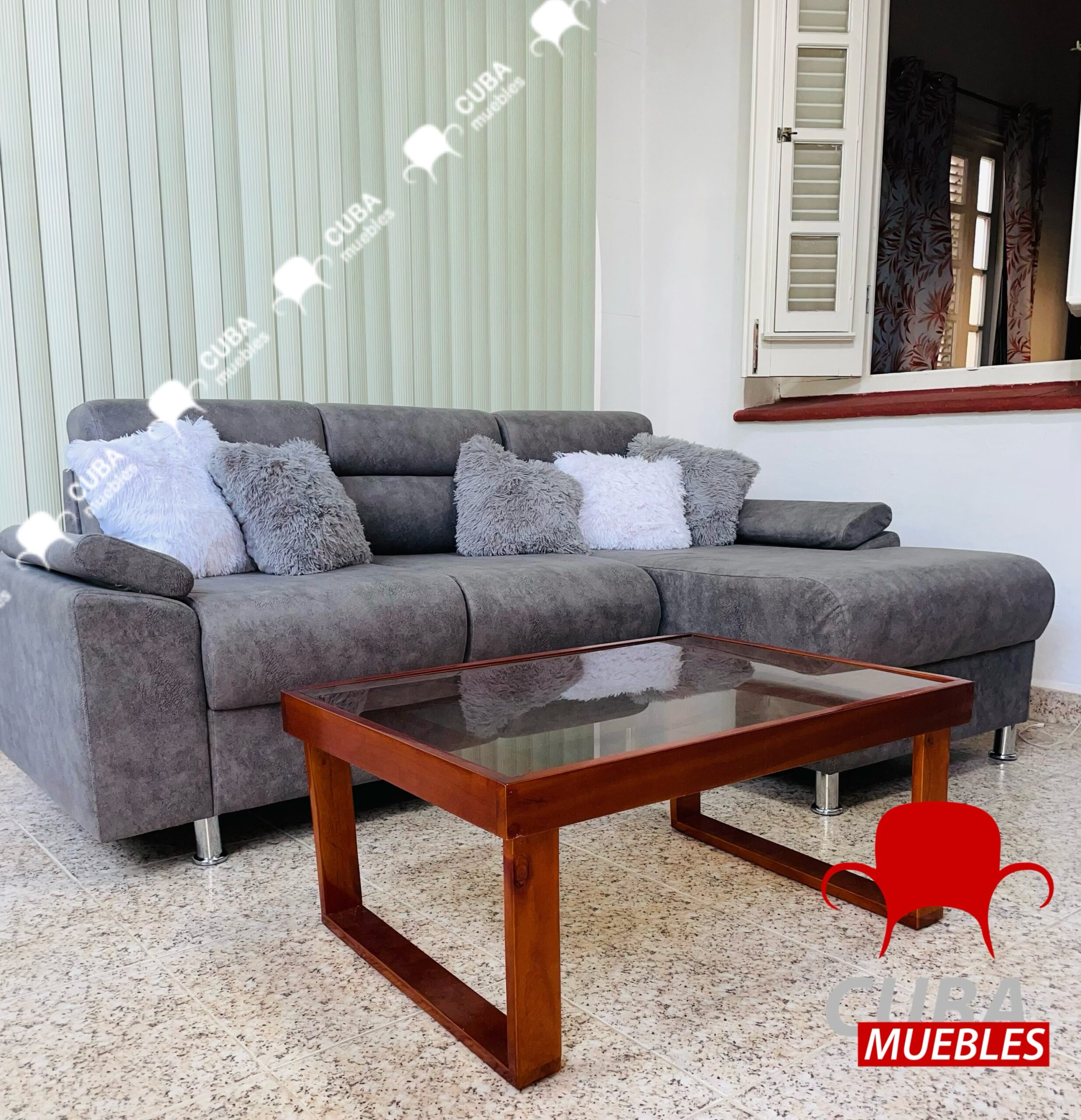 Andrea Tiny - en polipiel gris oscuro - Cuba Muebles