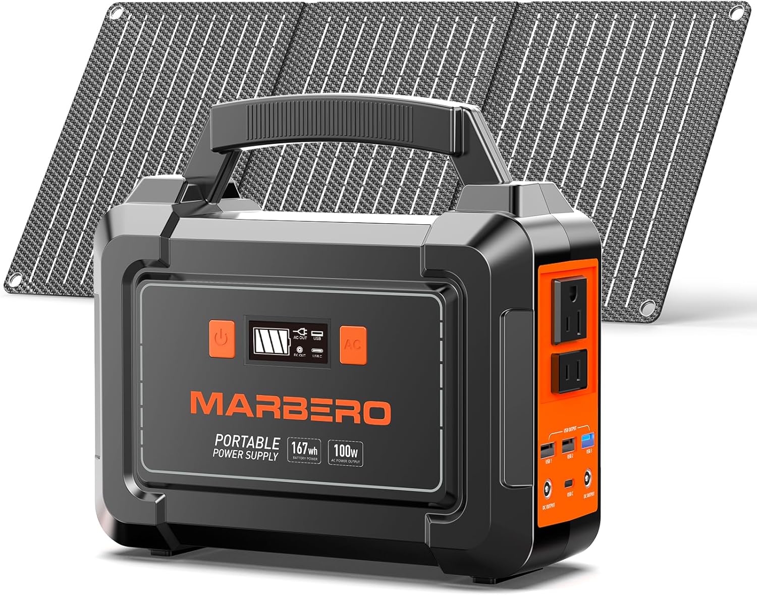MARBERO Generador solar 167Wh Central eléctrica portátil para acampar ...