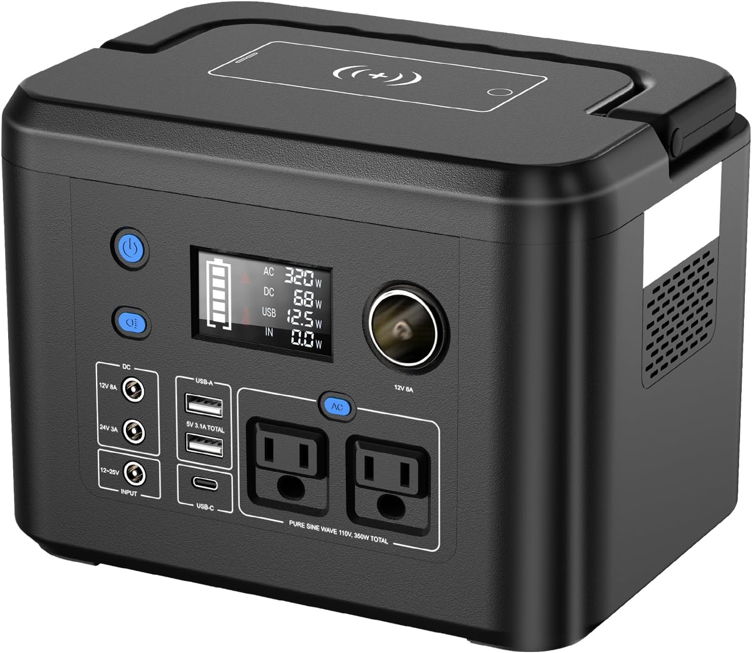 Portable Power Station 350W, Powkey 260Wh/70,000mAh Backup Lithium Battery, 110V Pure Sine Wave ...